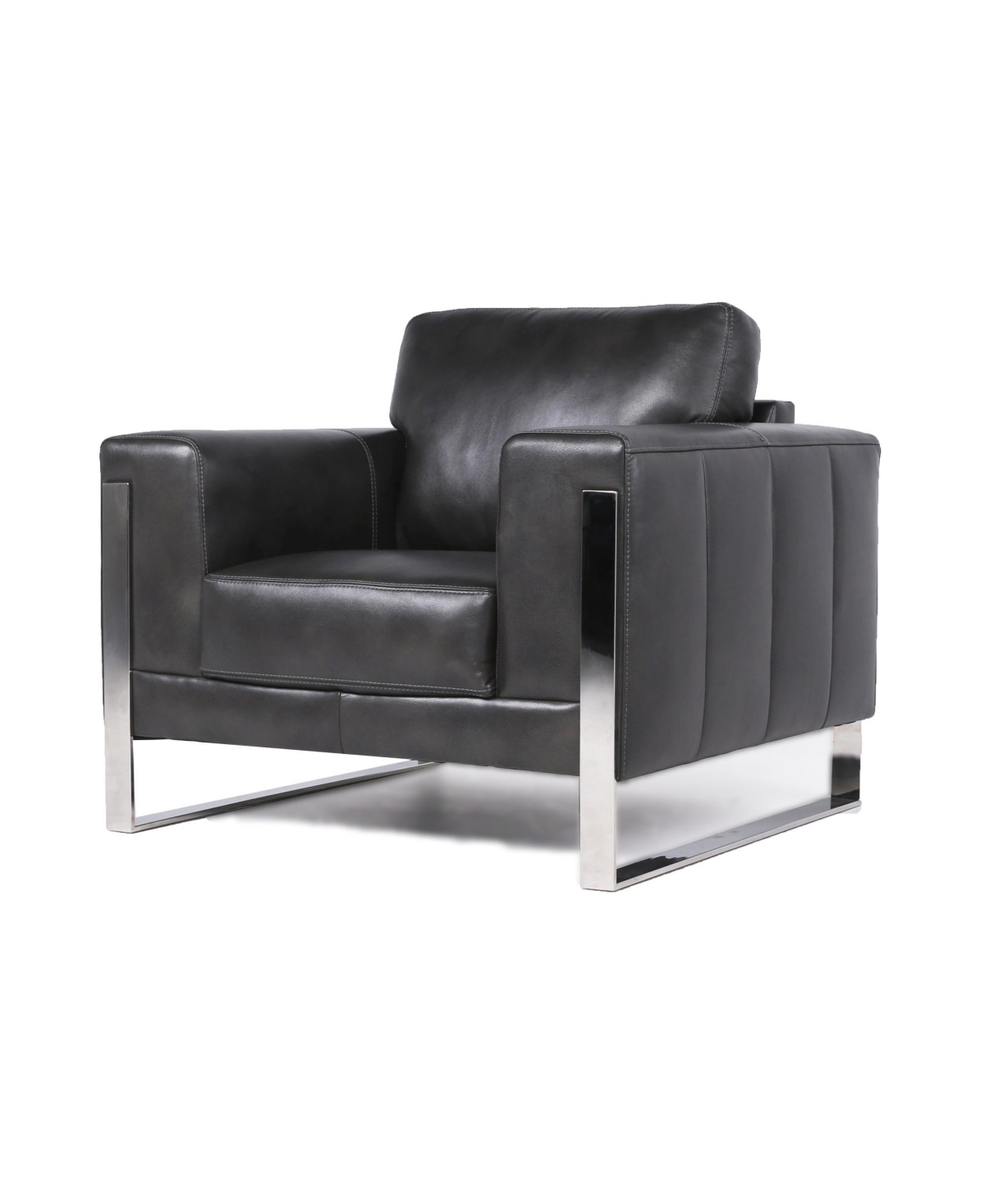 Click here for Nivry Leather Chair - Grey prices