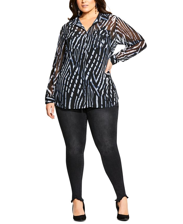 City Chic Trendy Plus Size Zebra Print Shirt Macys