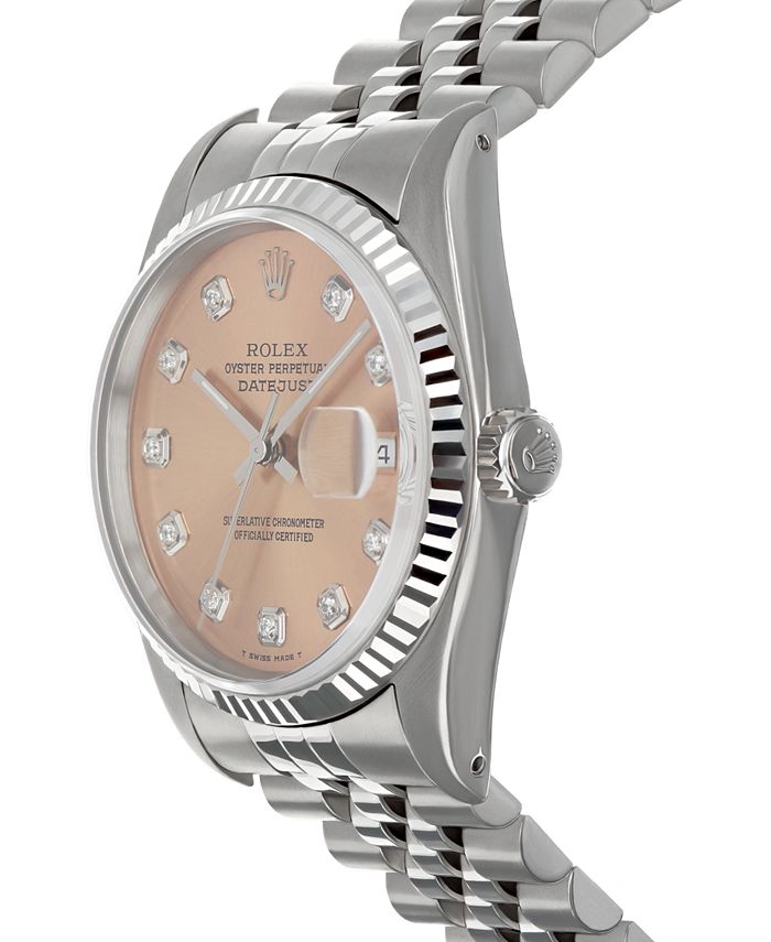 Pre-Owned Rolex Men's Swiss Automatic Datejust Copper Diamond Dial in ...