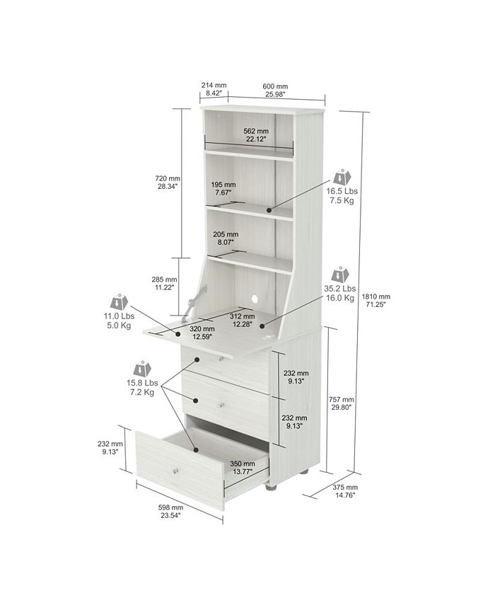 Inval America 3-Shelf Bookcase - Macy's