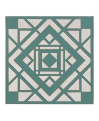Stratton Home Decor Green Aztec Metal and Wood Tile Wall Decor - Macy's