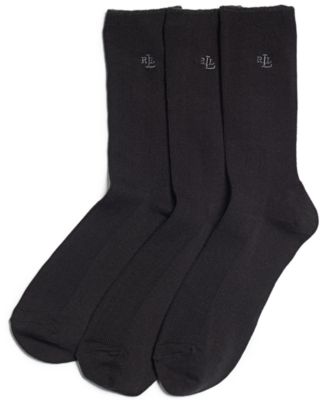 Lauren Ralph Lauren Women's Ribbed Cotton Trouser 3 Pack Socks ...