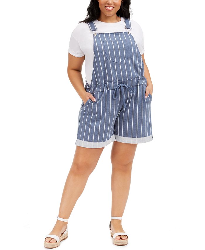 FULL CIRCLE TRENDS Trendy Plus Size Printed Short Overalls - Macy's