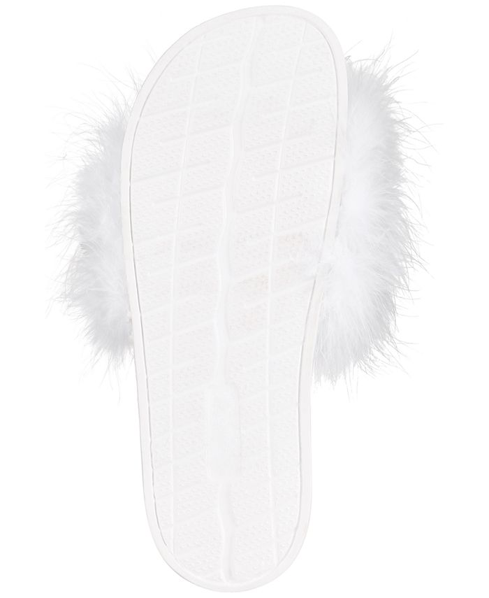 I.N.C. International Concepts Women's Marabou Pool Slides, Created for ...