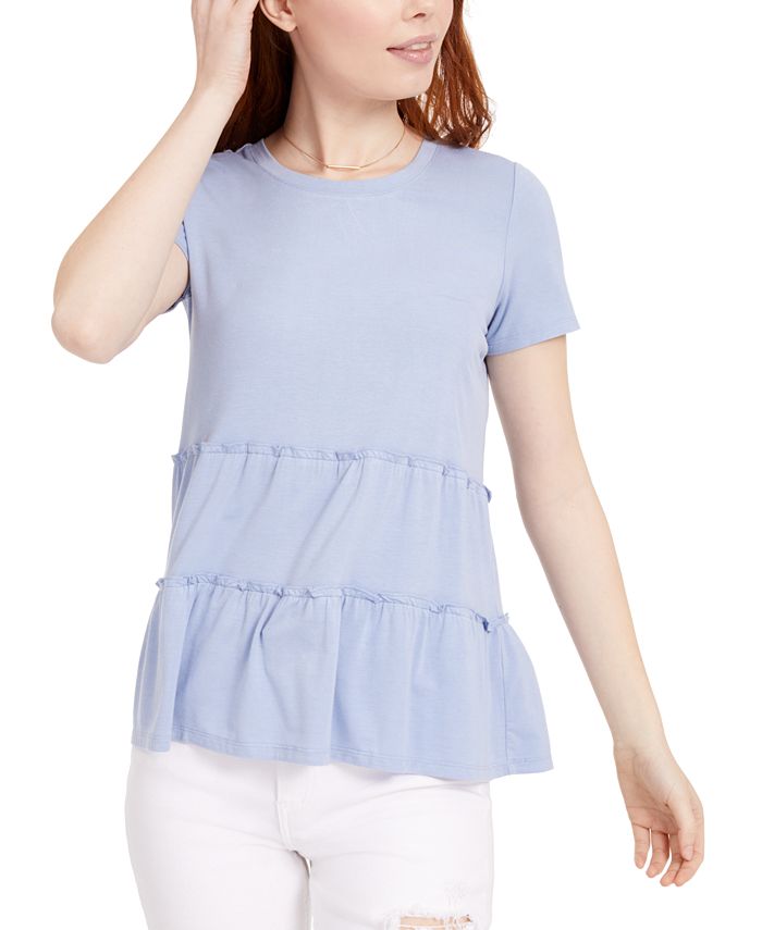 Planet Gold Juniors' Tiered Ruffle-Hem Top - Macy's