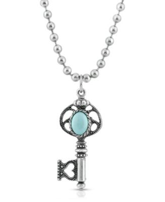 2028 Silver-Tone Turquoise Key Necklace - Macy's