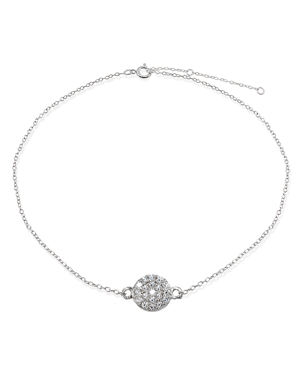 Click here for Cubic Zirconia Pave Disc Ankle Bracelet in Sterlin... prices