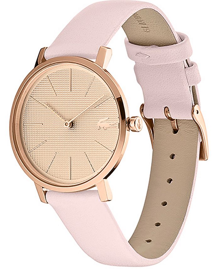 Lacoste Women's Moon Pink Leather Strap Watch 35mm - Macy's