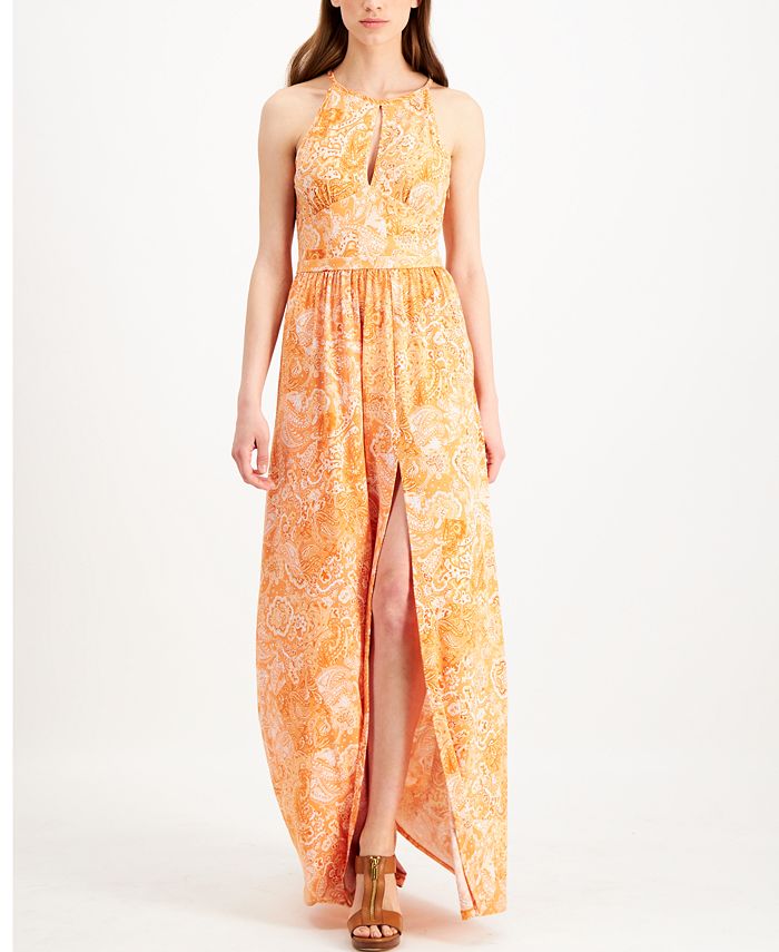 Michael Kors Petite Printed Keyhole Maxi Dress - Macy's
