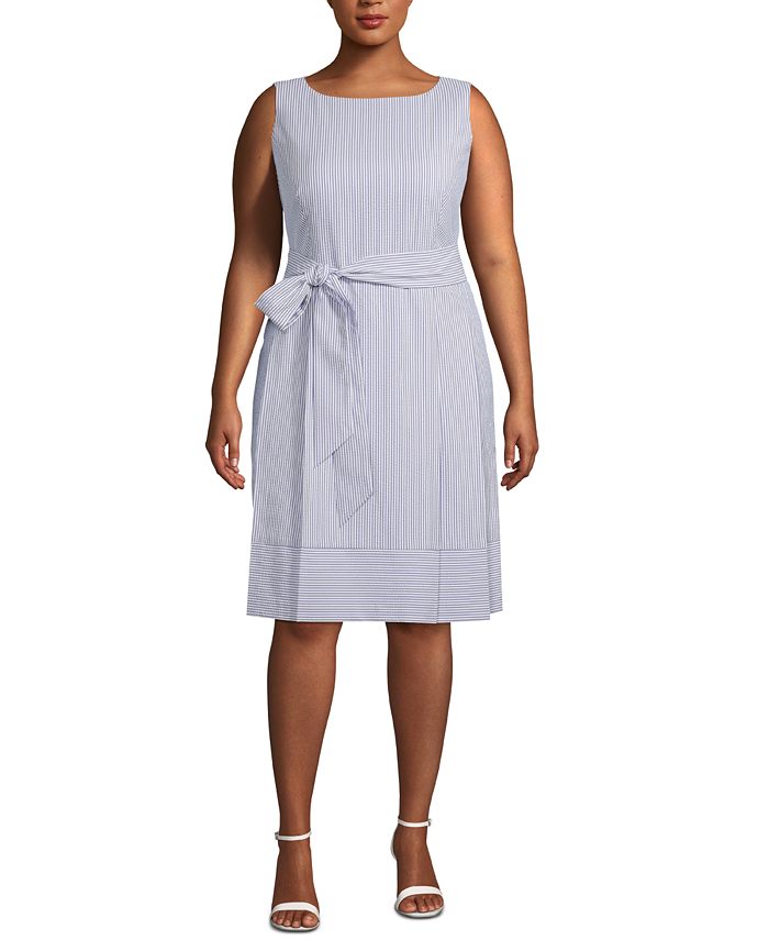 Anne Klein Plus Size Seersucker A-Line Dress - Macy's
