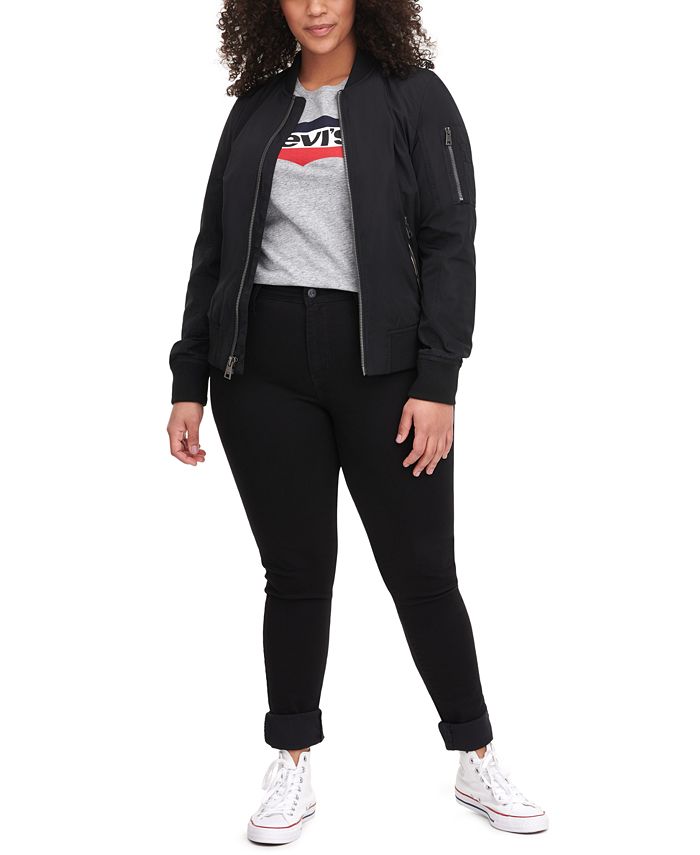 Levi's Trendy Plus Size Melanie Bomber Jacket & Reviews - Jackets ...