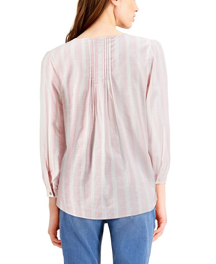 Tommy Hilfiger Striped Pintucked Top - Macy's