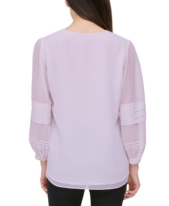 Calvin Klein Pleated-Sleeve Blouse & Reviews - Tops - Women - Macy's