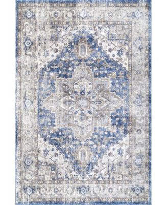 nuLoom Amber Jaclyn Medallion Vintage-Inspired Blue 8' x 10' Area Rug ...
