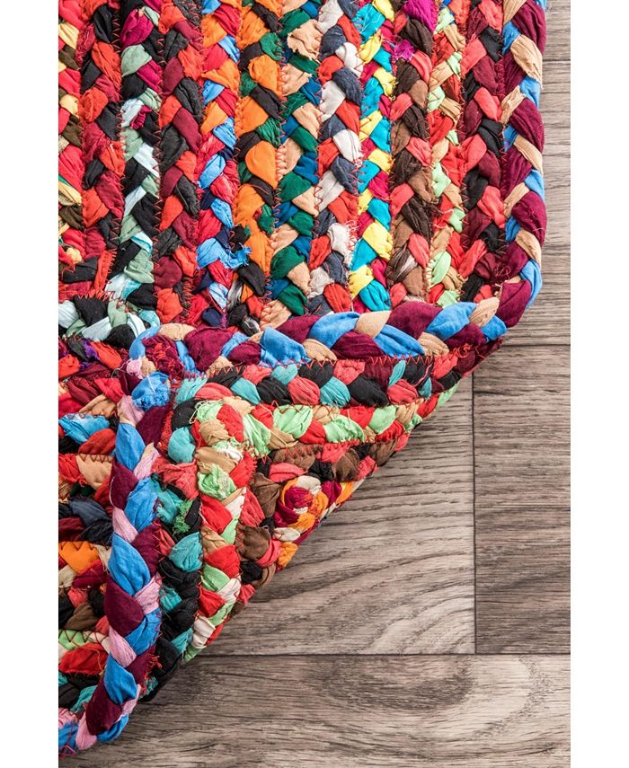 nuLoom Nomad Hand Braided Tammara Cotton Multi 7'6" x 9'6" Area Rug ...