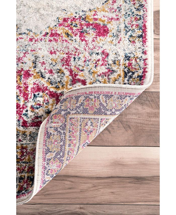 nuLoom Bodrum Vintage-Inspired Medallion Leola Pink 6'7" x 9' Area Rug ...