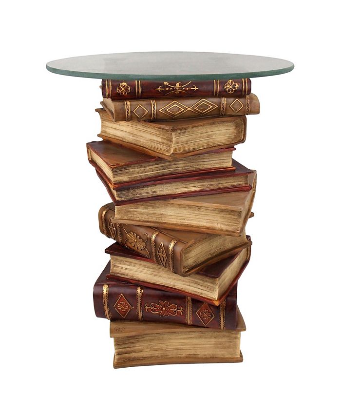 Design Toscano Power of Books Glass-Topped Side Table - Macy's