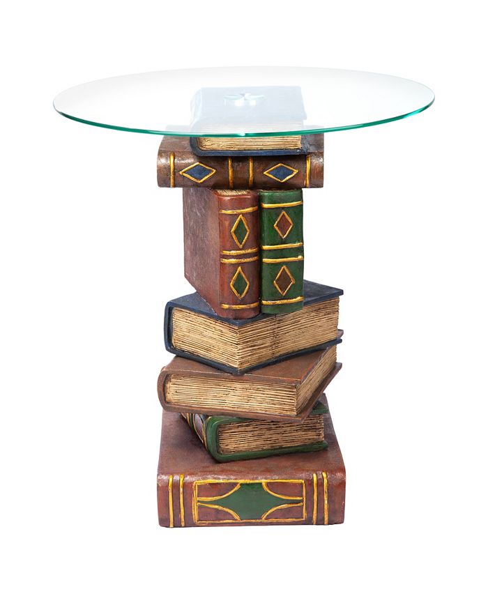 Design Toscano Stacked Volumes Sculptural Glass-Topped Book Table - Macy's