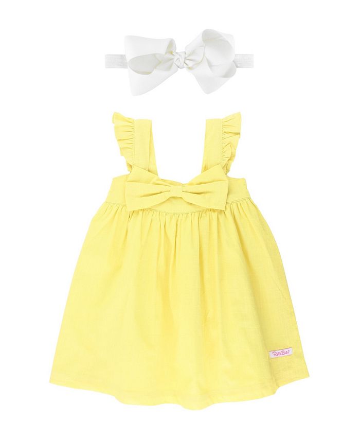RuffleButts Toddler Girls Flutter Bow Dress and Bow Headband - Macy's