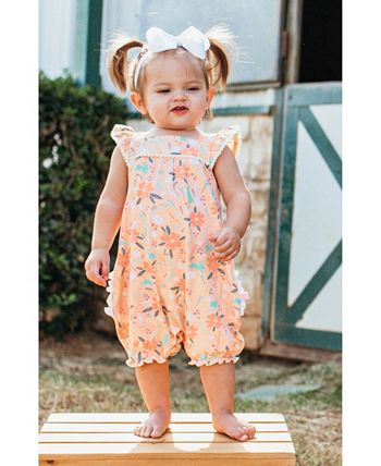 RuffleButts Baby Girl Happily Ever After Flutter Romper and Bow Headband Set - Macy's