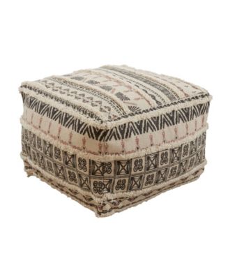 Saro Lifestyle Printed and Tufted Floor Pouf - Macy's
