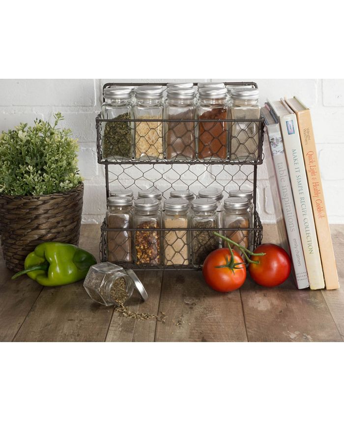 Design Imports Double Wide 2 Row Chicken Wire Spice Rack - Macy's