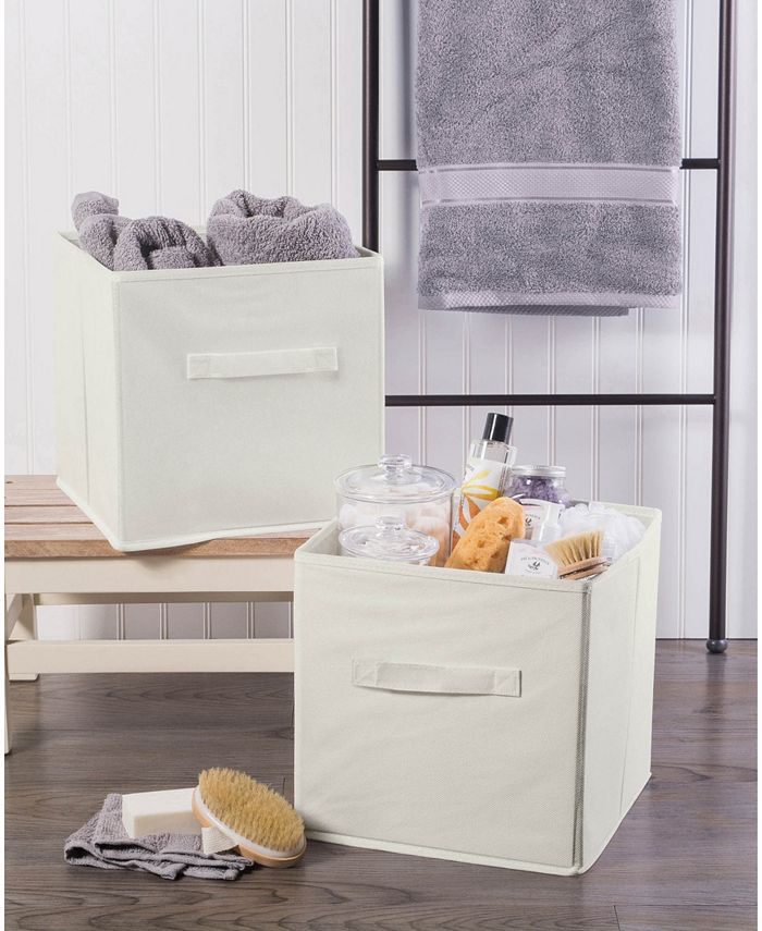 Design Imports Non-woven Polypropylene Cube Solid White Square Set of 4 ...