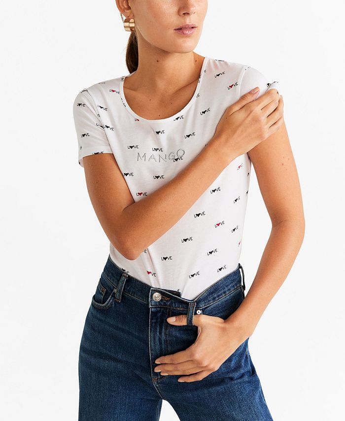 MANGO Logo Cotton T-Shirt - Macy's
