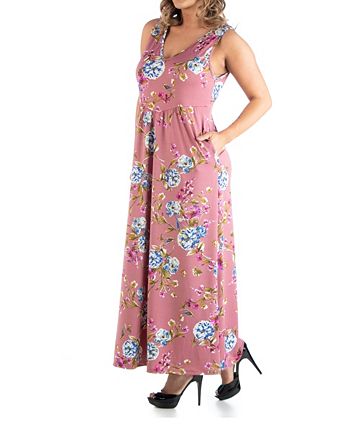 24seven Comfort Apparel Women's Plus Size Floral Maxi Dress - Macy's