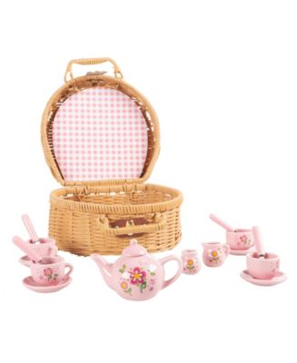 Hey Play Kids Tea Set - Mini Porcelain Tea Party - Pretend Play, 17 ...