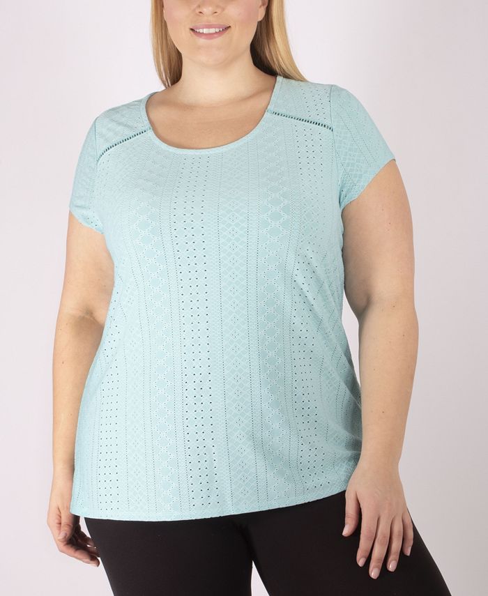 NY Collection Women's Plus Size Knit Eyelet Top - Macy's