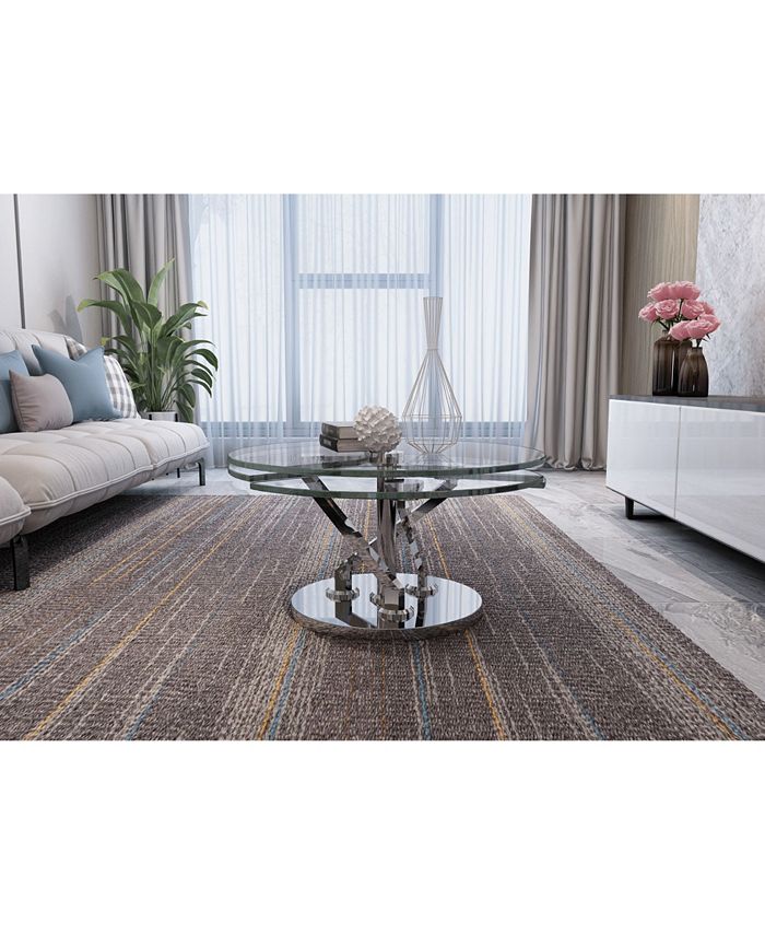 Chintaly Contemporary Cocktail Table with Motion Shelves - Macy's