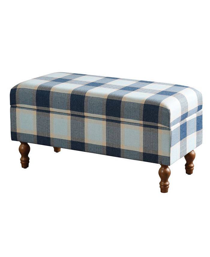 StyleCraft Upholstered Stripe Design Storage Bench - Macy's