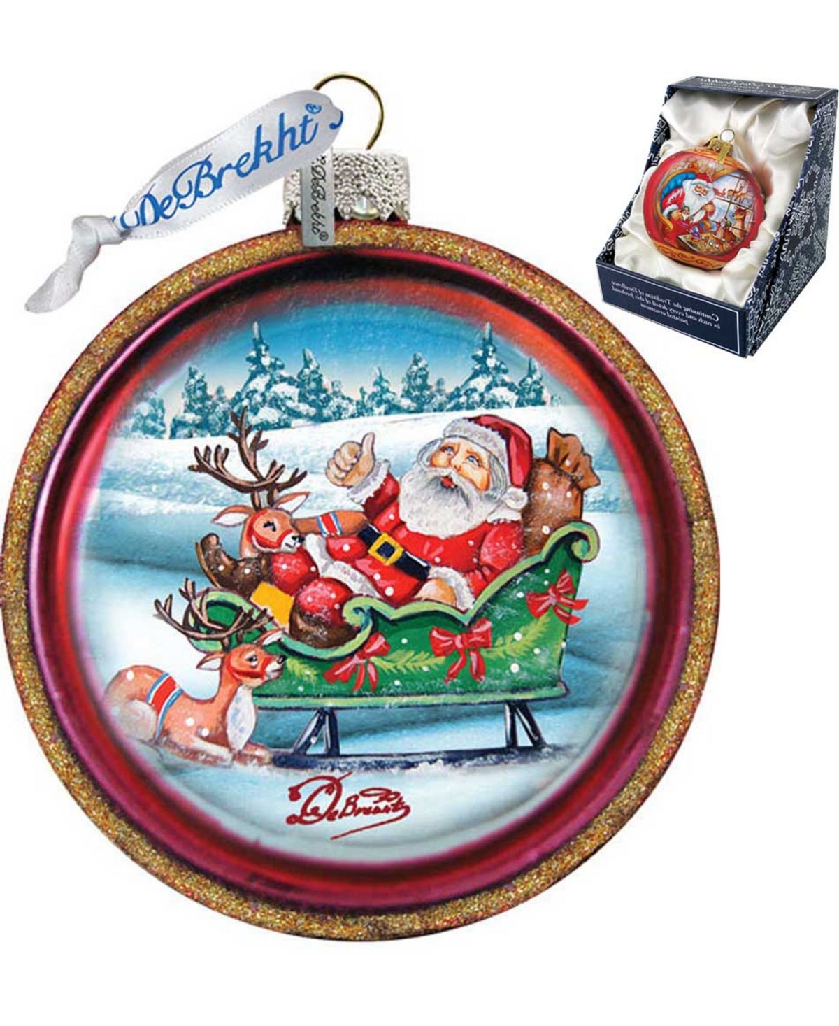 Click here for G.DeBrekht Joyful Sleigh Ride Cut Ball Glass Ornam... prices