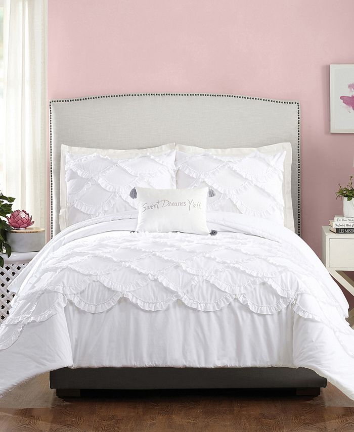 Jessica Simpson 4 Piece Ruffled Scallop Comforter Set, King - Macy's