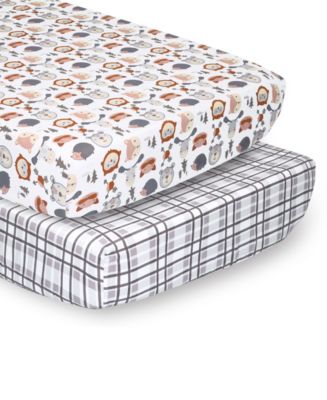 The Peanutshell PSP Sheets Woodland Faces/Plaid, 2-Pack - Macy's