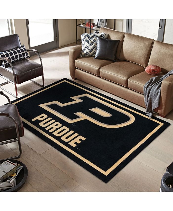 Luxury Sports Rugs Purdue Colpu Black 3'2" x 5'1" Area Rug - Macy's