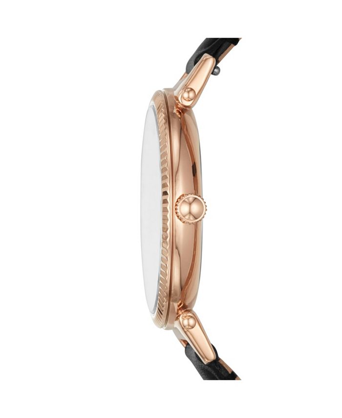 Fossil Women's Daisy Black Leather Strap Watch 34mm - Macy's