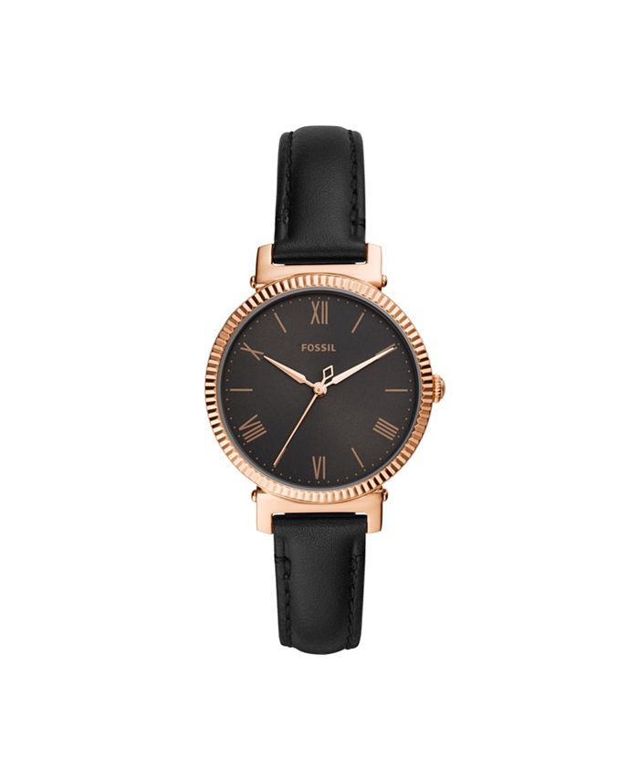Fossil Women's Daisy Black Leather Strap Watch 34mm & Reviews - Macy's