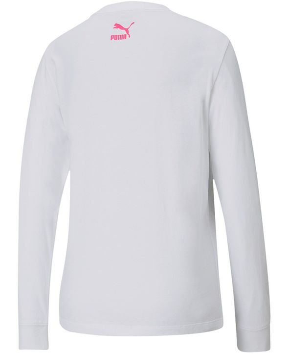 Puma Women's Cotton Classics Printed-Logo Long-Sleeve T-Shirt & Reviews ...