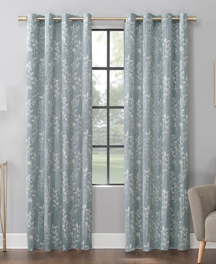 Scott Living Lotus Botanical 52" x 96" Cotton Blend Curtain Panel - Macy's