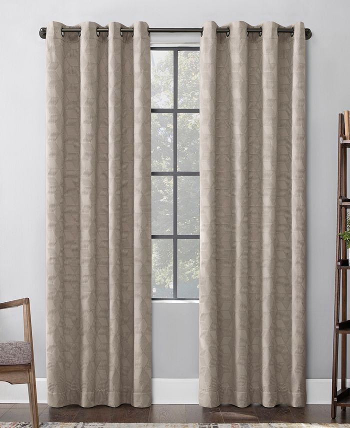 Scott Living Halsey 50" x 96" Textured Geometric Curtain Pan - Macy's