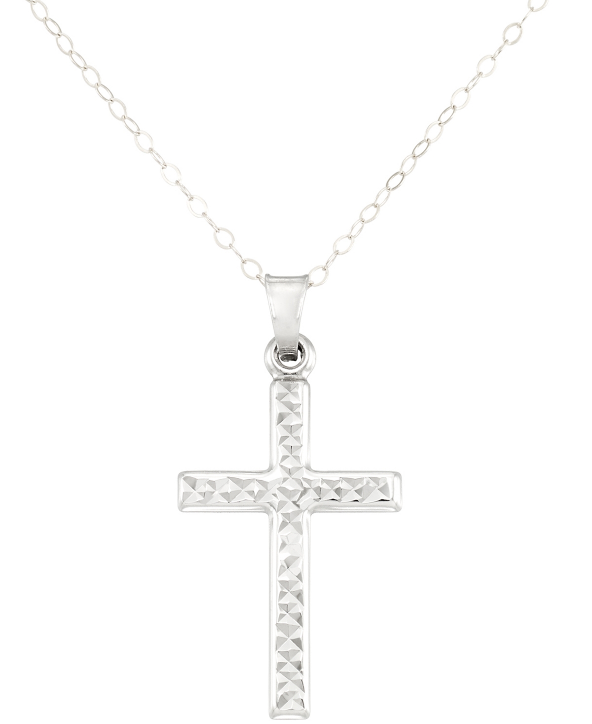 Click here for Textured Cross 18 Pendant Necklace - White Gold prices