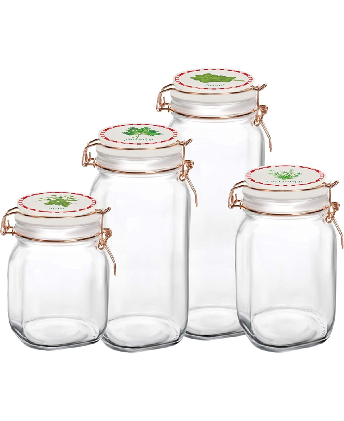 Click here for Circle Glass Canister with Herb Decal Ceramic Lid... prices