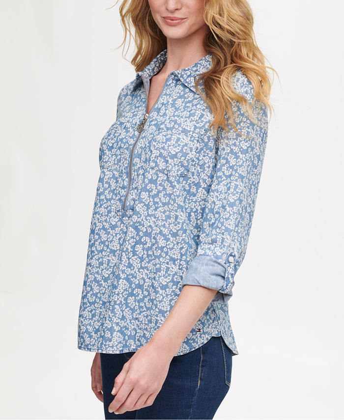 Tommy Hilfiger Zip-Front Popover Top - Macy's