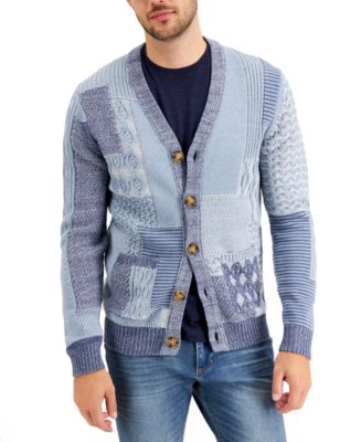 Sun + Stone Men's Regular-Fit Patchwork Cardigan - Macy's