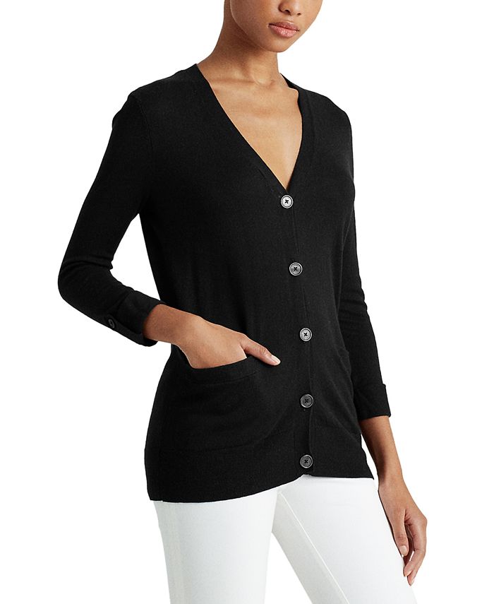 Lauren Ralph Lauren Roll-Tab Cardigan - Macy's
