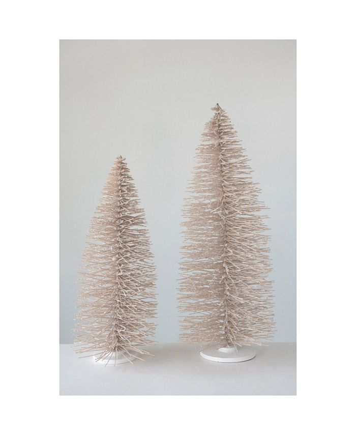 CREATIVE CO-OP INC 36" Bottle Brush Tree on Wood Base with Glitter - Macy's