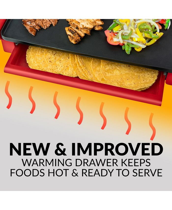 Nostalgia Taco Tuesday TTFGR20RD Nonstick Fiesta Griddle With Warmer ...