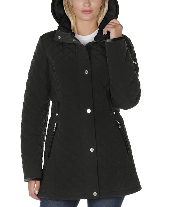 Laundry by Shelli Segal Fleece-Lined Hooded Quilted Coat & Reviews ...